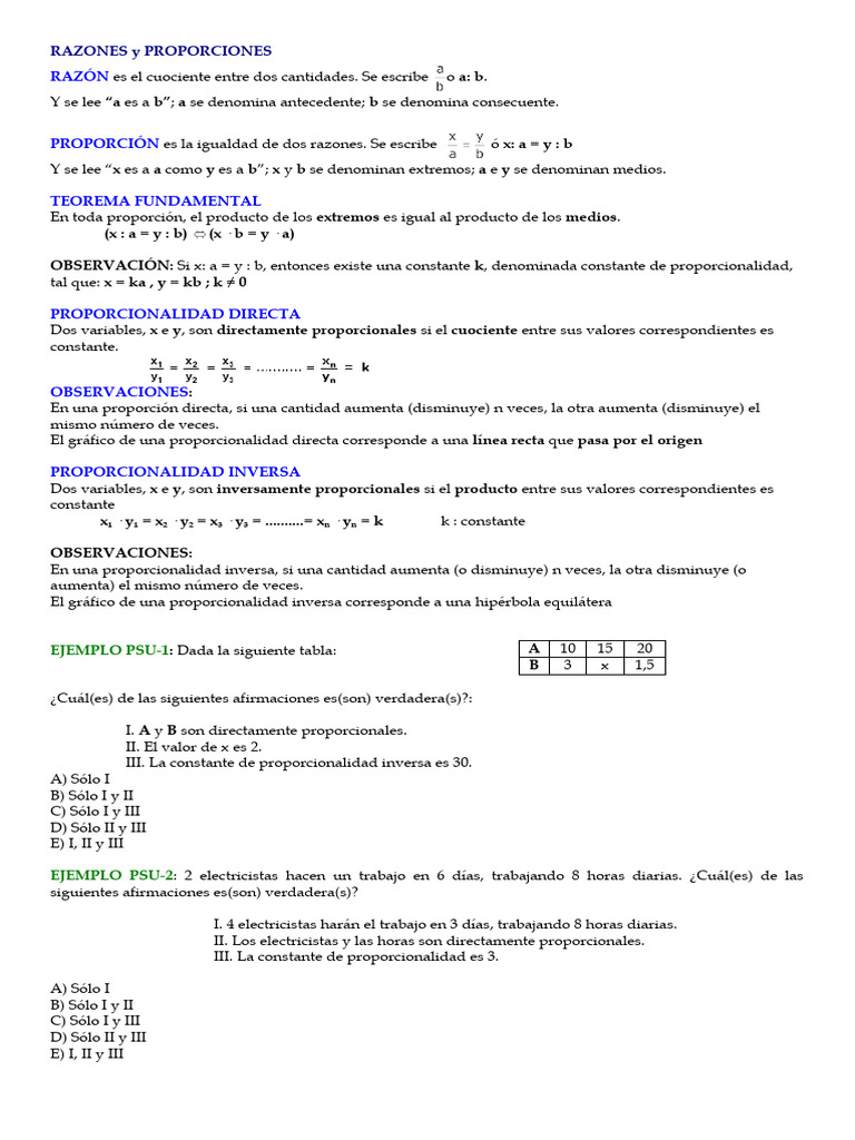 Razones y Proporciones Matemáticas | PDF | Porcentaje | Gases