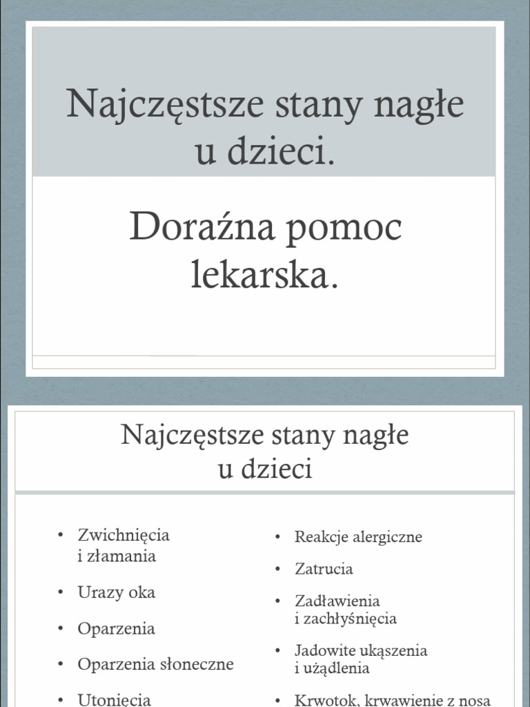 NajczeÌ Stsze Stany Nagå e U Dzieci | PDF