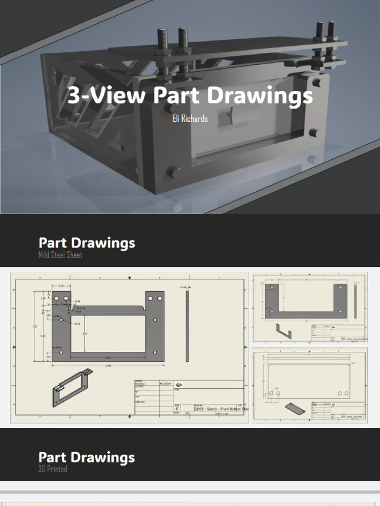 3-View Part Drawings | PDF | Sheet Metal | Industrial Processes