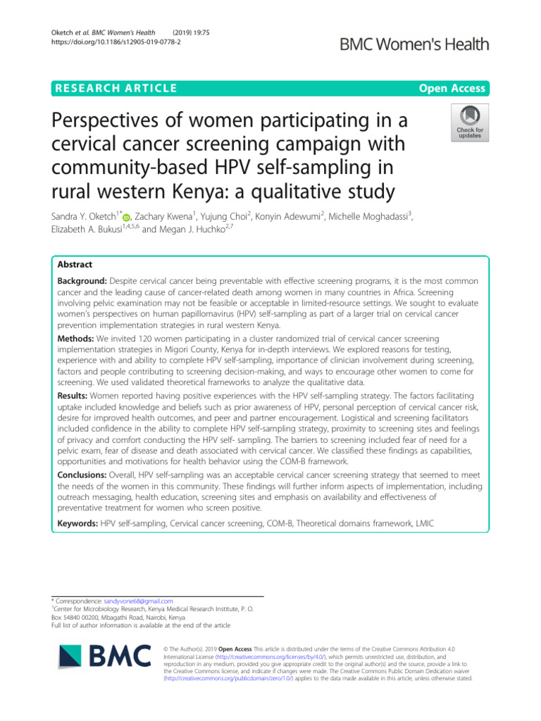 Perspectives of Women Participating in A Cervical Cancer Screening ...