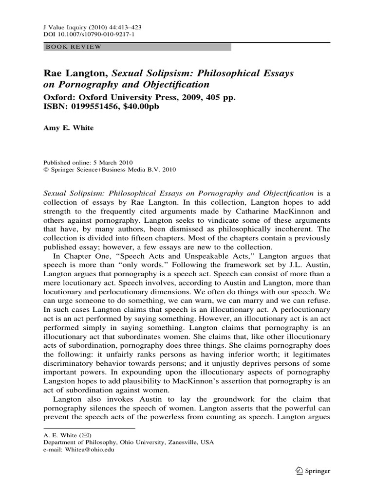 Rae Langton Sexual Solipsism Philosophic | PDF | Knowledge | John Stuart Mill