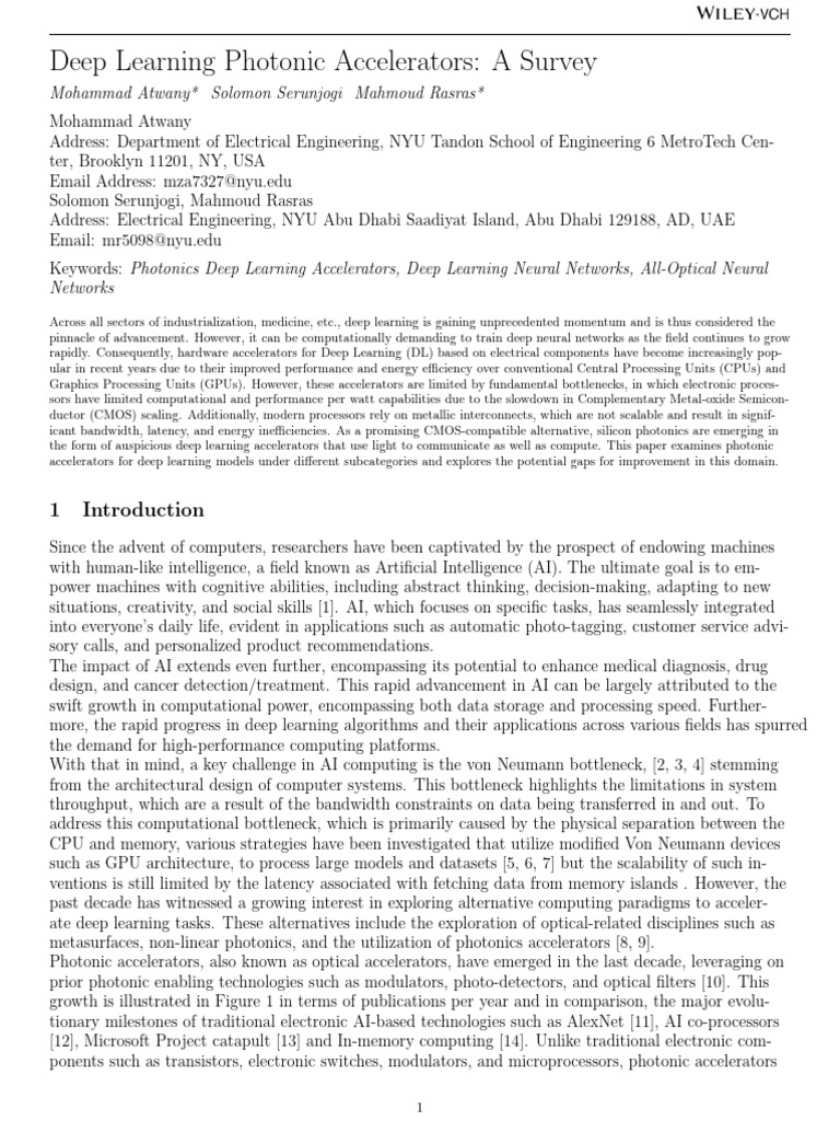 Deep Learning Photonic Accelerators | PDF | Deep Learning | Quantum ...