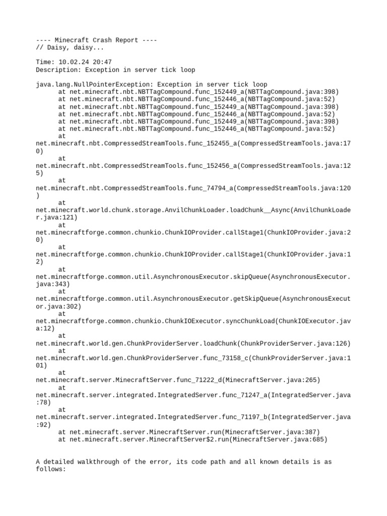 Minecraft Server Crash Report Analysis | PDF | Java Virtual Machine | Java Platform
