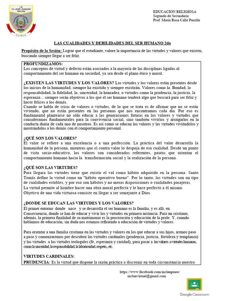 Religion Margarita Rivera Ipanaque 2C | PDF | Virtud | Fe