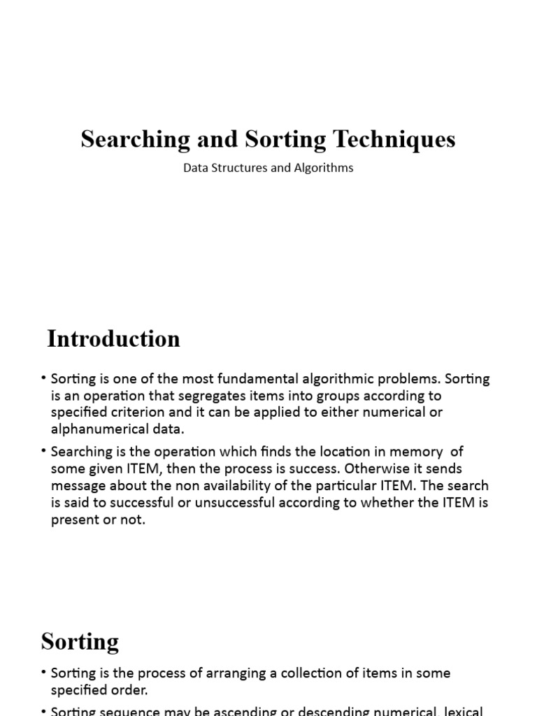 Searching and Sorting | PDF | Computer Science | Algorithms And Data ...