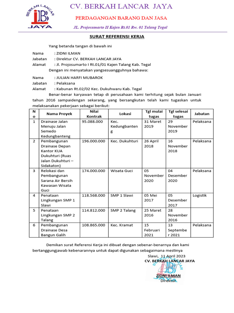 Surat Refrensi Julian | PDF