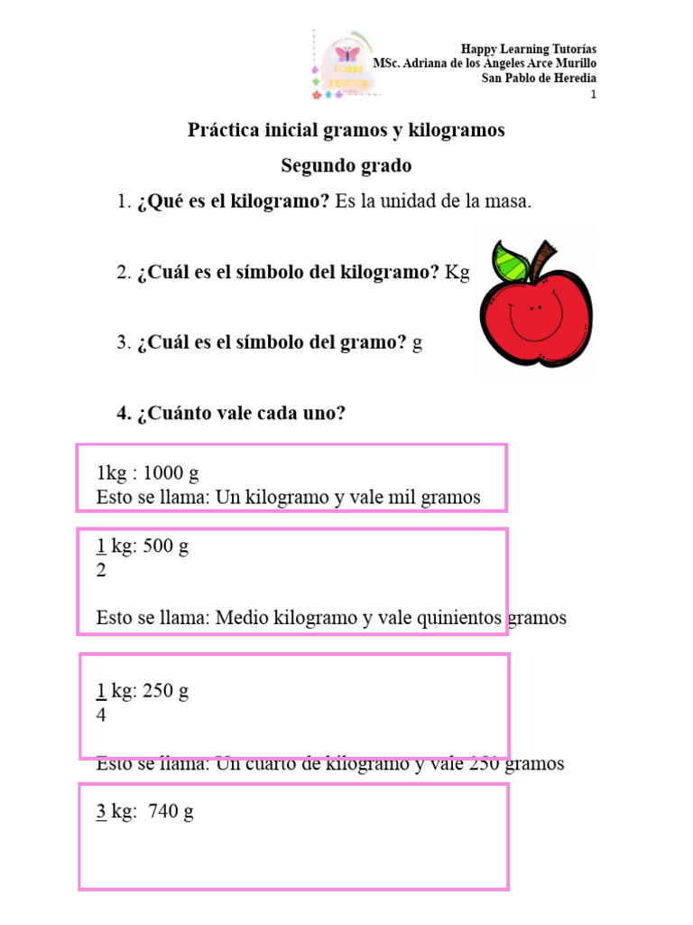Gramos y Kilogramos Segundo Grado | PDF | Cantidad | Unidades de medida