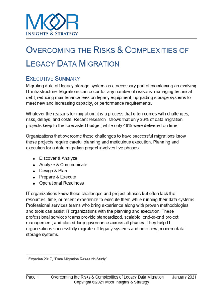 WP Moor Overcoming Risks Complexities Legacy Data Migration | PDF | Data | Computing