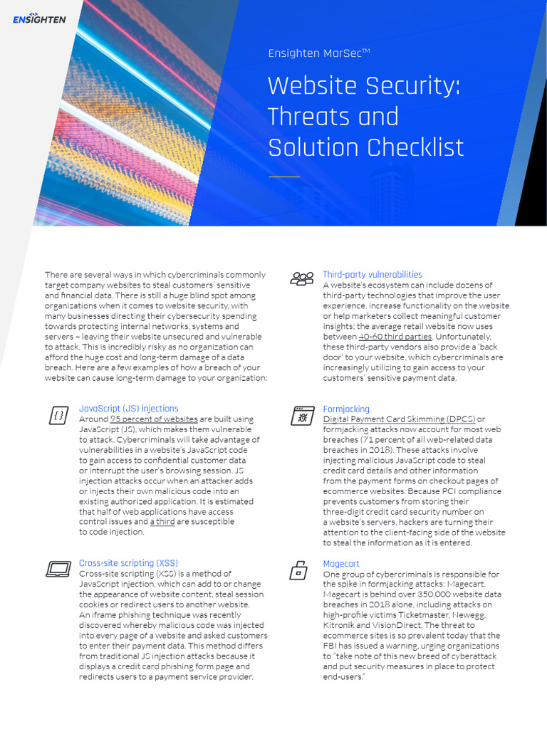 Website Security Solutions Checklist Ensighten 3 | PDF | Security ...