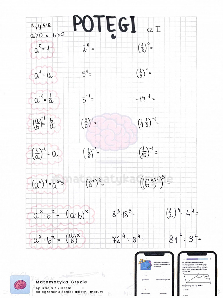 Lessons - Exam - Potęgi - 1.2 Potęgi - Wszystkie Wzory | PDF