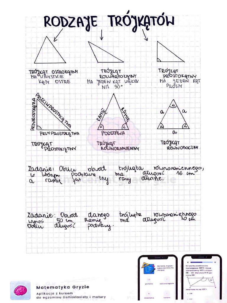 Lessons - Exam - Geometria - 4.0 Rodzaje Trójkątów | PDF