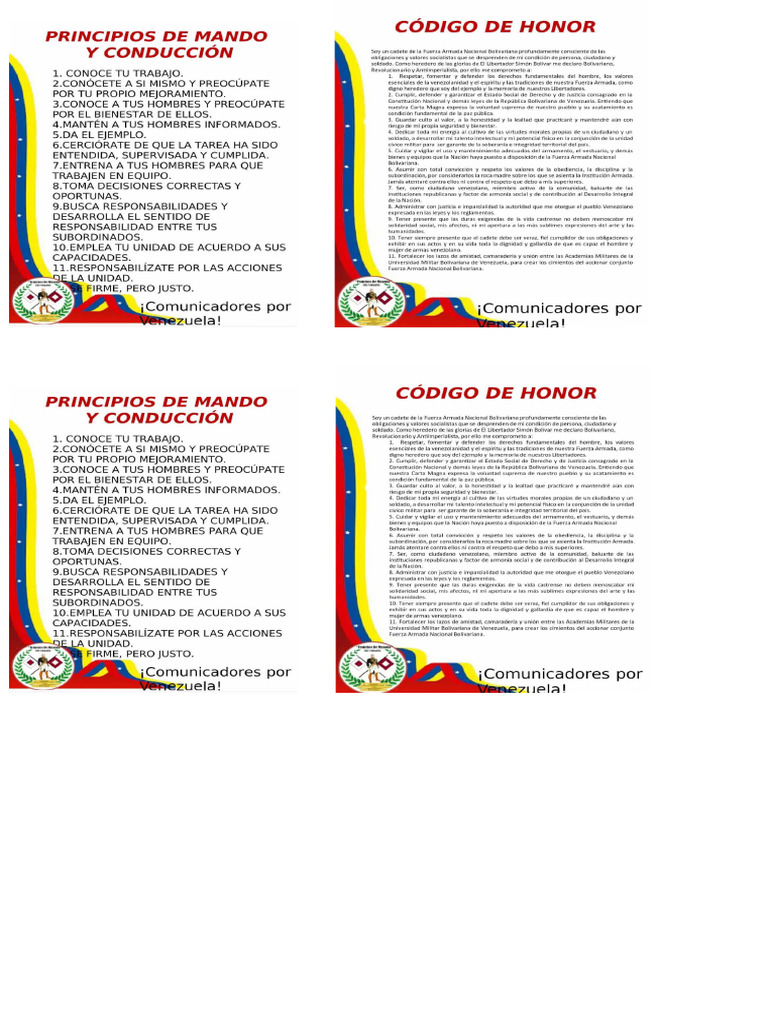 Principio de Mando y Conduccion y Codigo de Honor | PDF