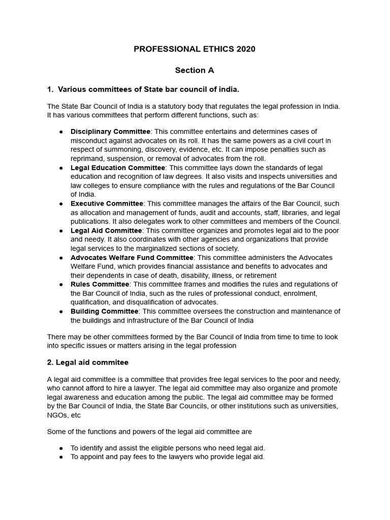 Professional Ethics 2020 | Download Free PDF | Mandamus | Advocate