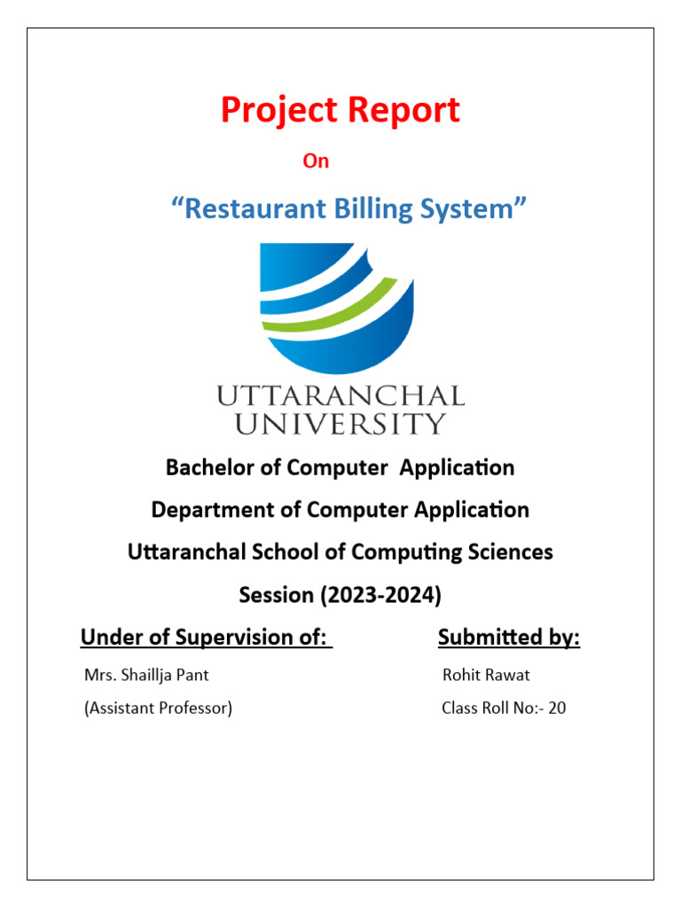 Rohit Rawat Mini Project Sypnosis | PDF | System | Receipt