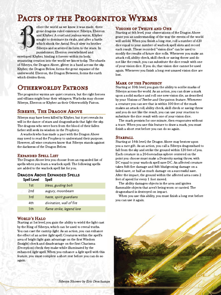 Progenitor Wyrms: Warlock Patrons Guide | PDF | D20 System | Dungeons ...