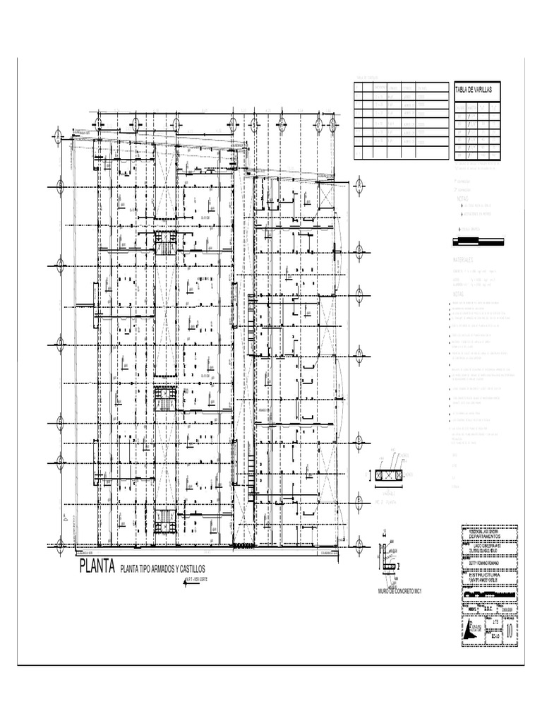 Plano 10 - Planta Tipo Armados y Castillos - Enviado en Autocad | PDF