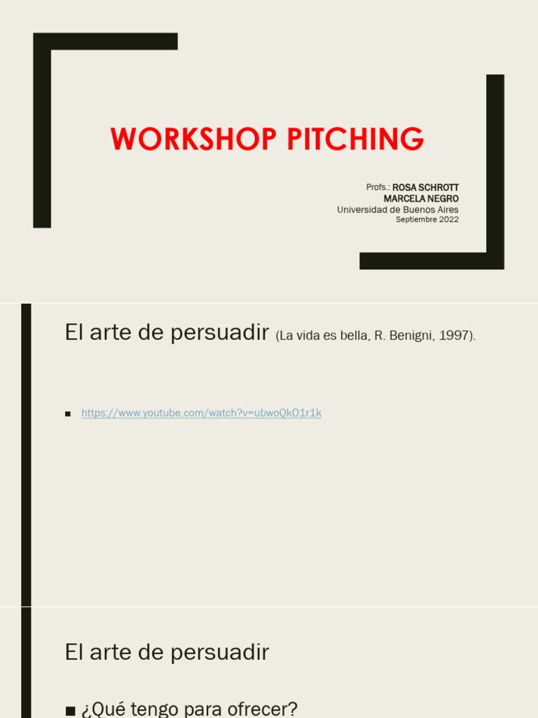 Taller Pitching Intro Pdf Creatividad
