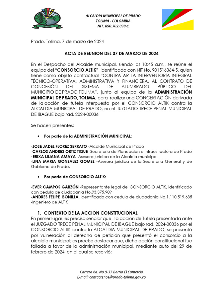 Acta de Reunion Consorcio Altik | PDF | Gobierno