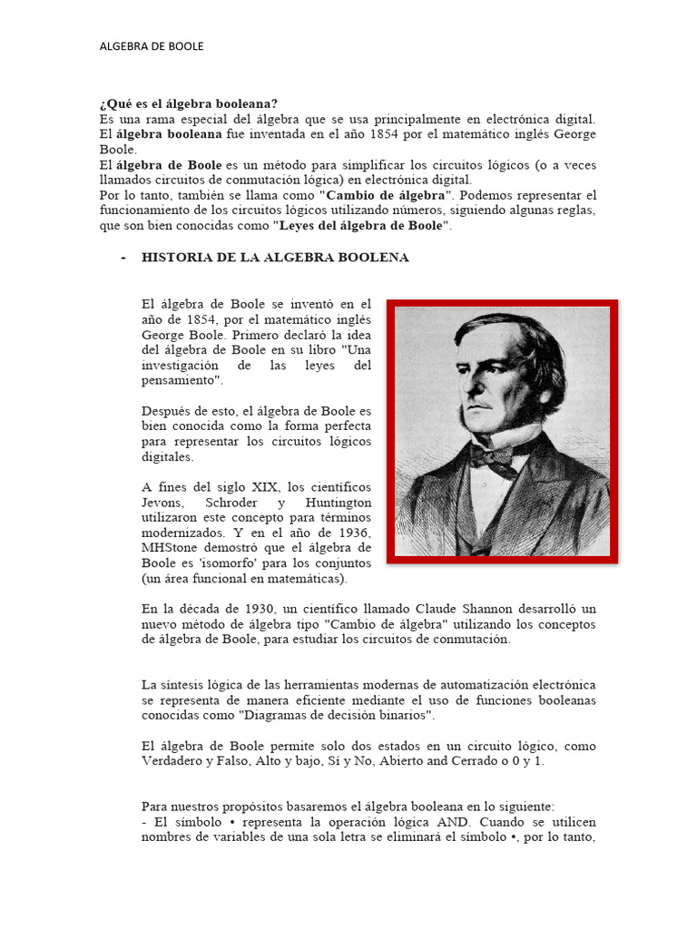 Álgebra Booleana | PDF | Álgebra de Boole | Enseñanza de matemática