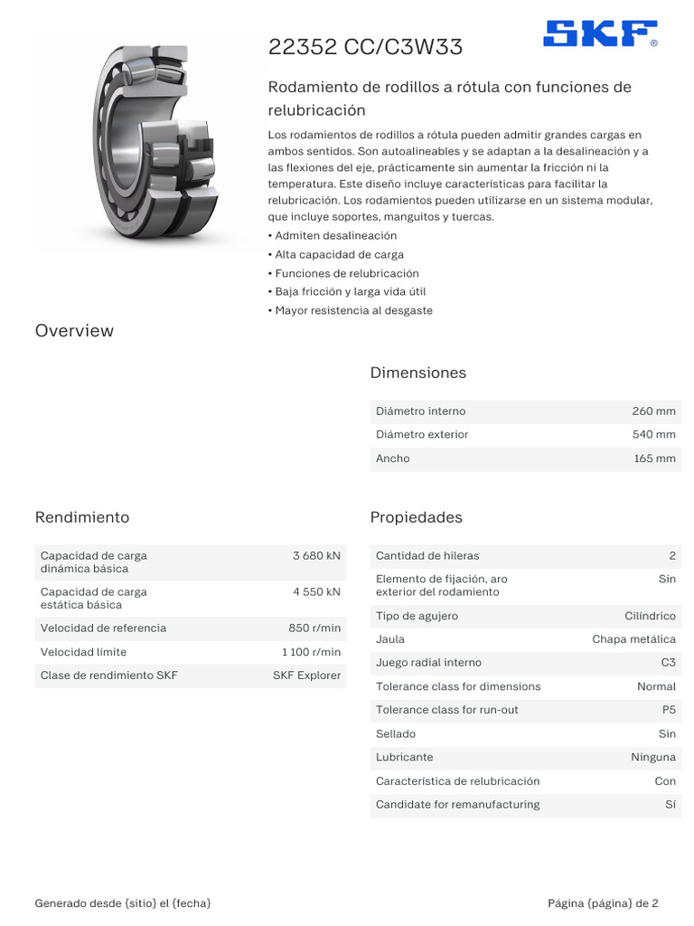 SKF 22352 CC - C3W33 Specification | PDF | Red mundial | Internet y web