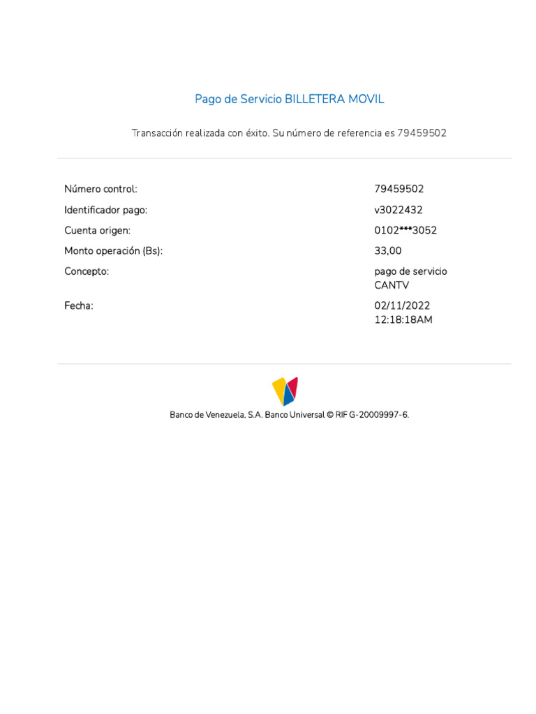 Pago CANTV: Identificador y Detalles | PDF | Finanzas y dinero