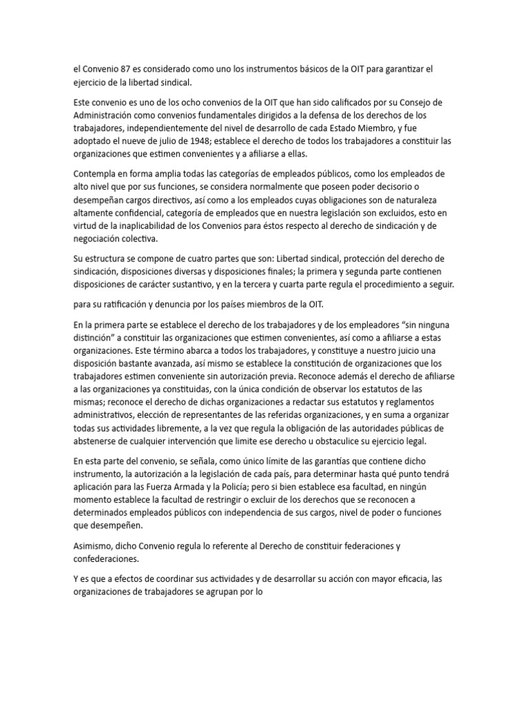 Convenio 87 | PDF | Organización Internacional del Trabajo | Federación