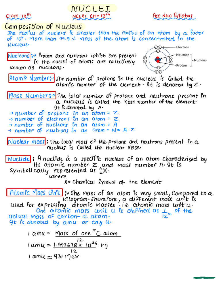 Nuclei Notes 2023 | Download Free PDF | Atomic Nucleus | Neutron