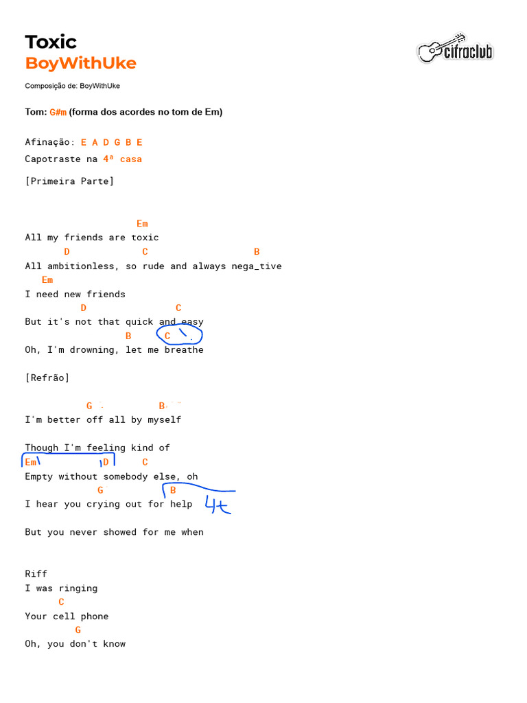 Cifra Club - BoyWithUke - Toxic | PDF