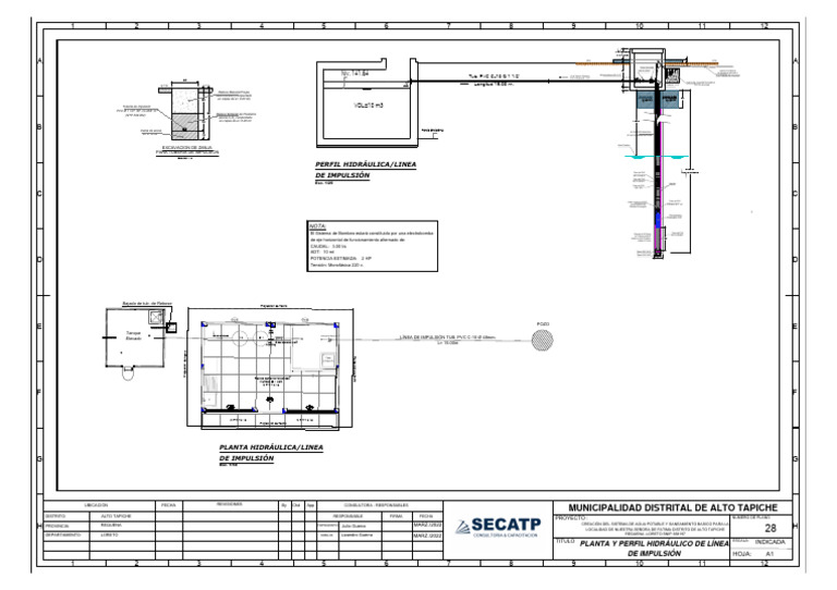 Perfil y Planta Hidráulica de PTAP-Sheet | PDF | Bomba | Gases