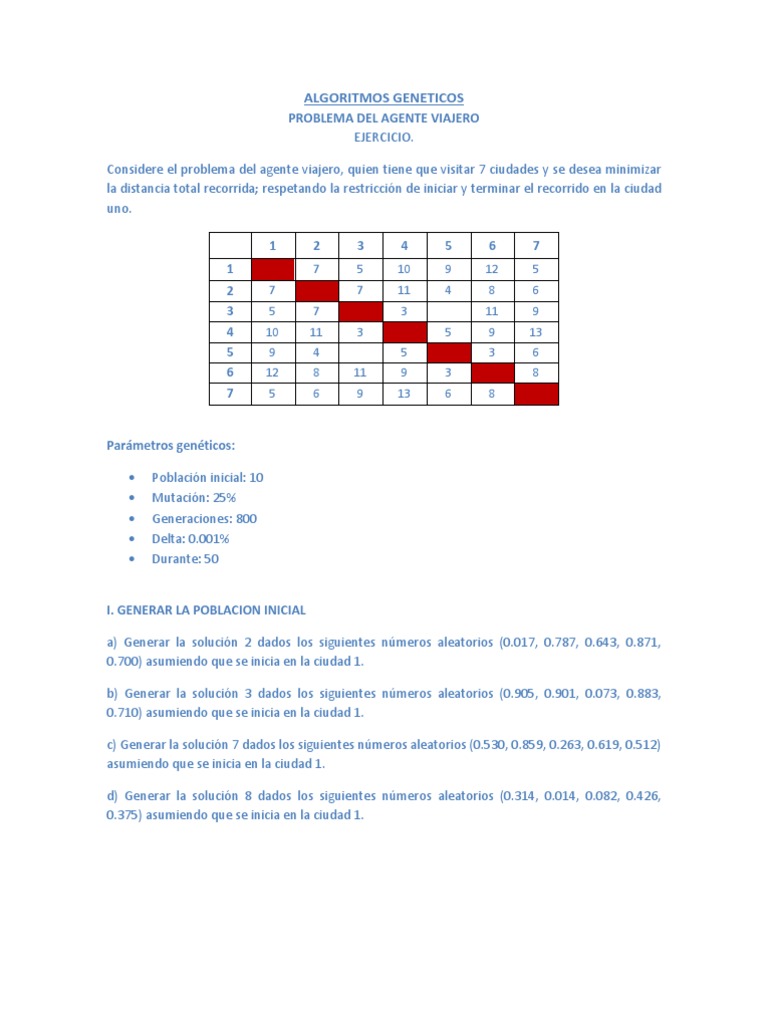 Agente Viajero Ejercicio 7 Ciudades | PDF | Gene | Mutación