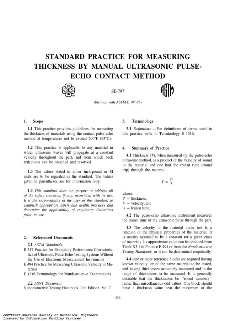 ASME SE 797 [2001] | PDF | Calibration | Ultrasound