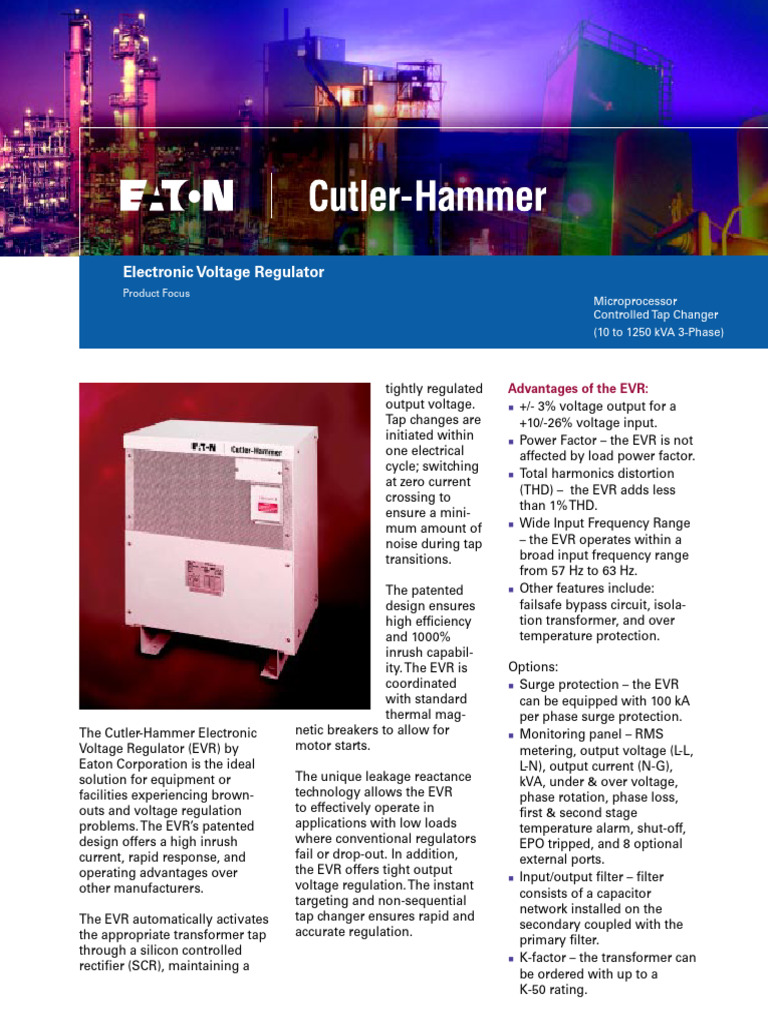 Eaton Electronic Voltage Regulator | PDF | Transformer | Physical ...