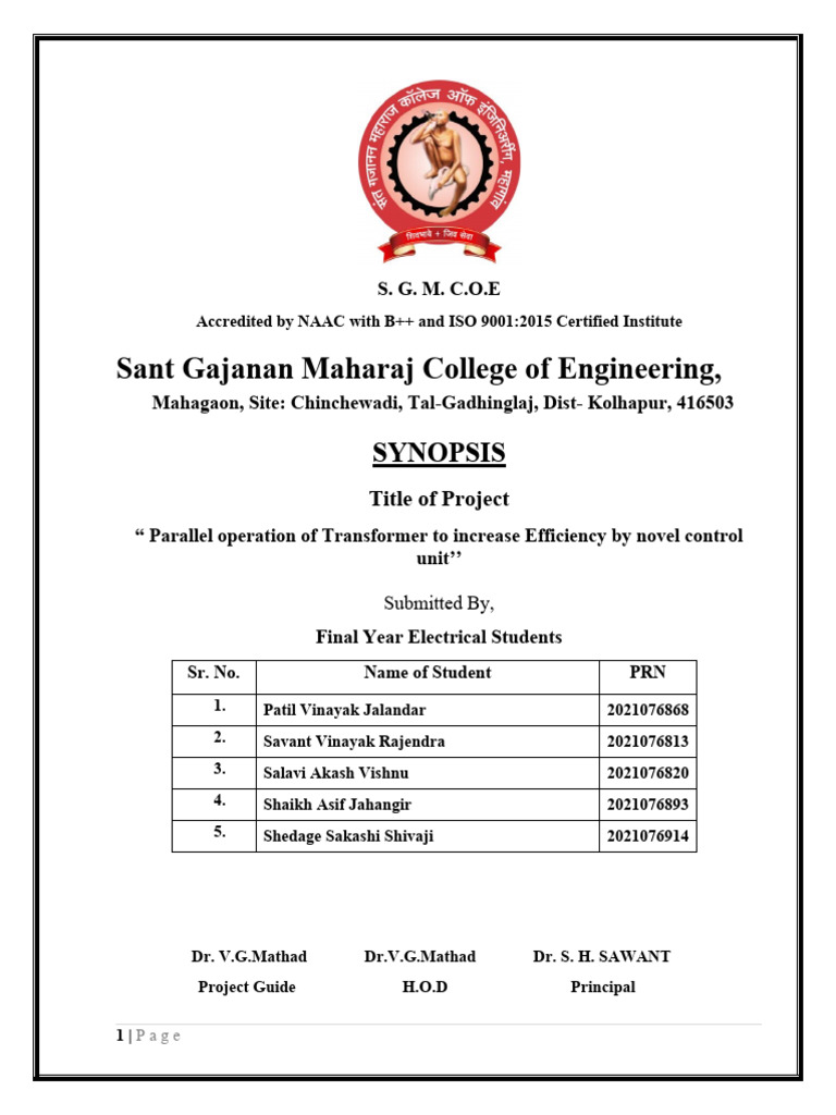 final synopsis Xmer | PDF | Transformer | Electrical Impedance