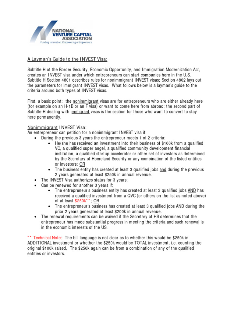 How The Invest Visa Works Rev | PDF | Venture Capital | Corporate Finance