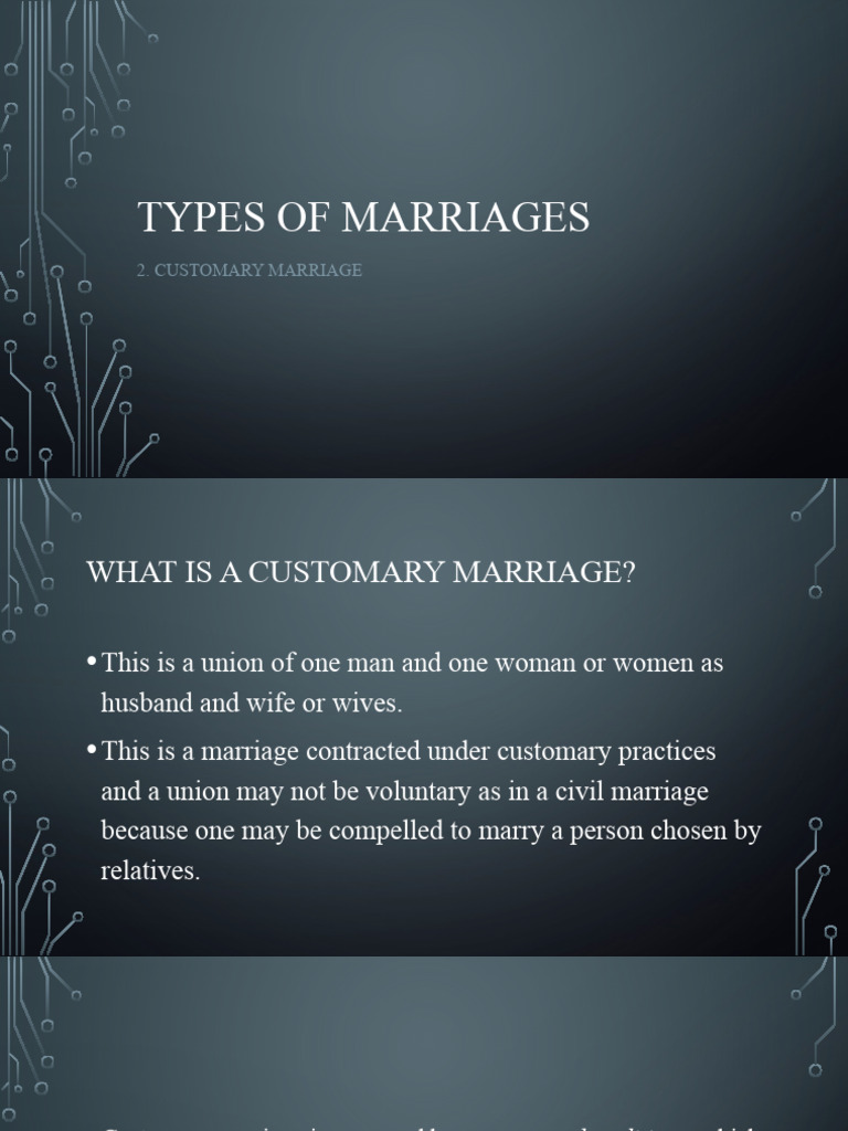 Customary Marriage | PDF | Law