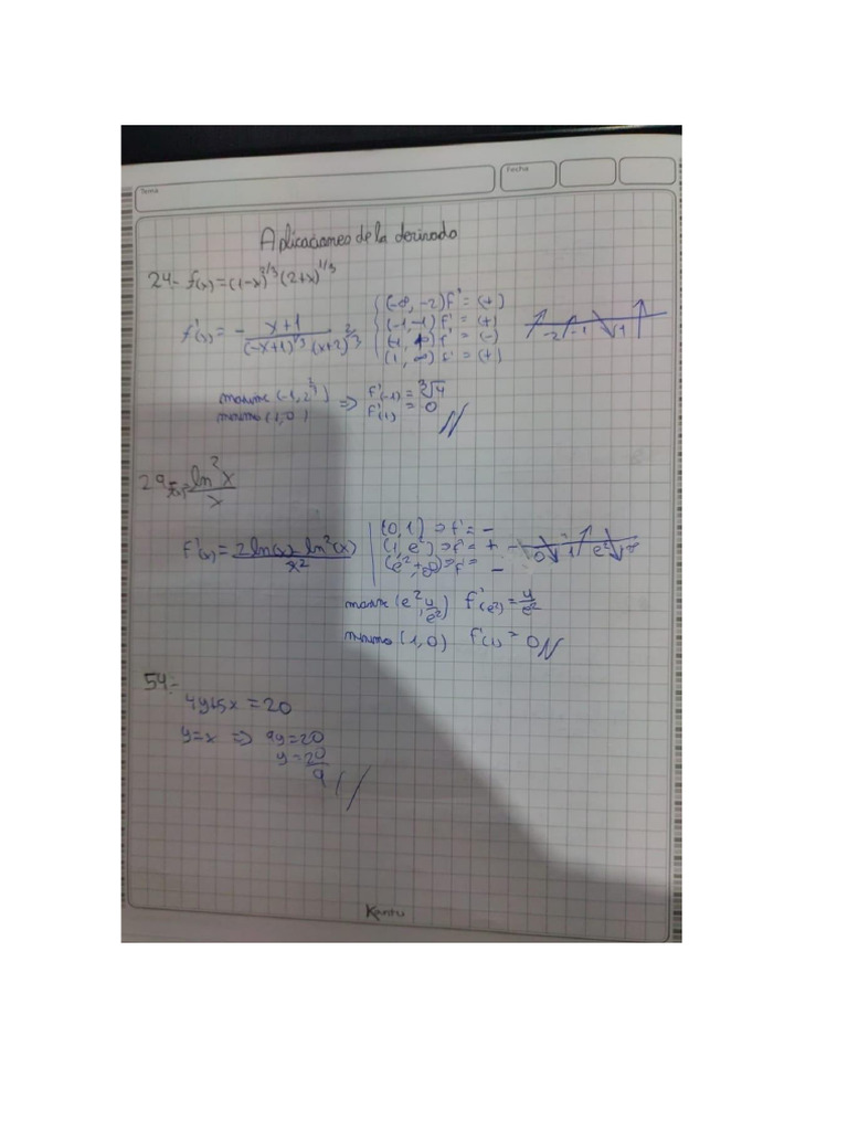 Ejercicios Aplicacion de Derivadas | PDF