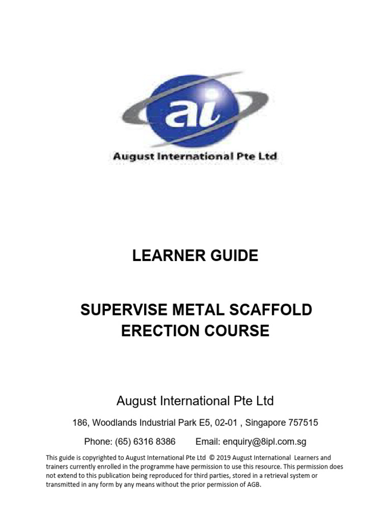Learner Guide - Supervise Metal Scaffold | PDF | Scaffolding | Equipment