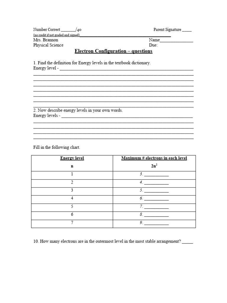 Electron Configuration - Questions | PDF | Atomic Nucleus | Atoms