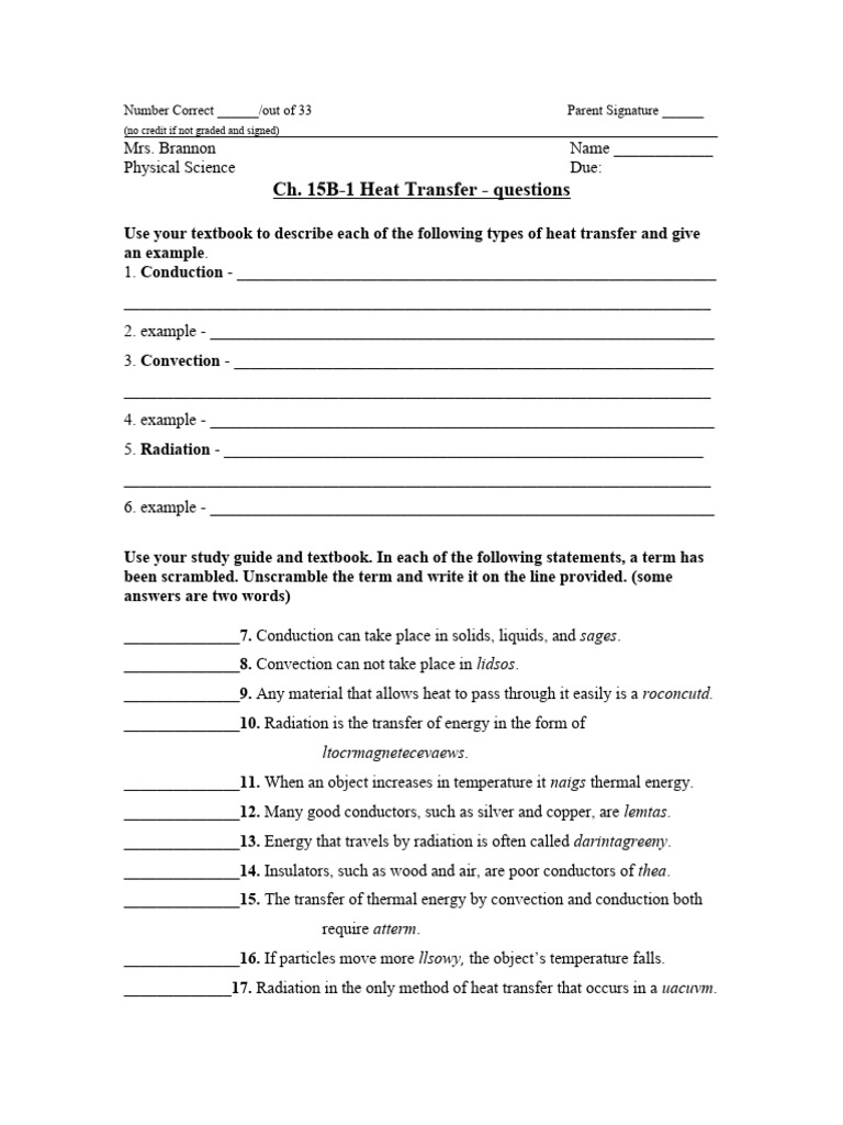 Ch. 15B-1 Heat Transfer - Questions | PDF | Heat Transfer | Thermal ...