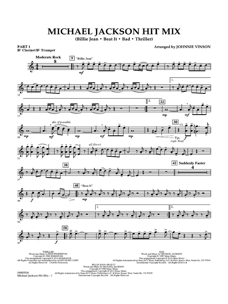 Michael Jackson Hit Mix - p1 - Trompete 1 | PDF