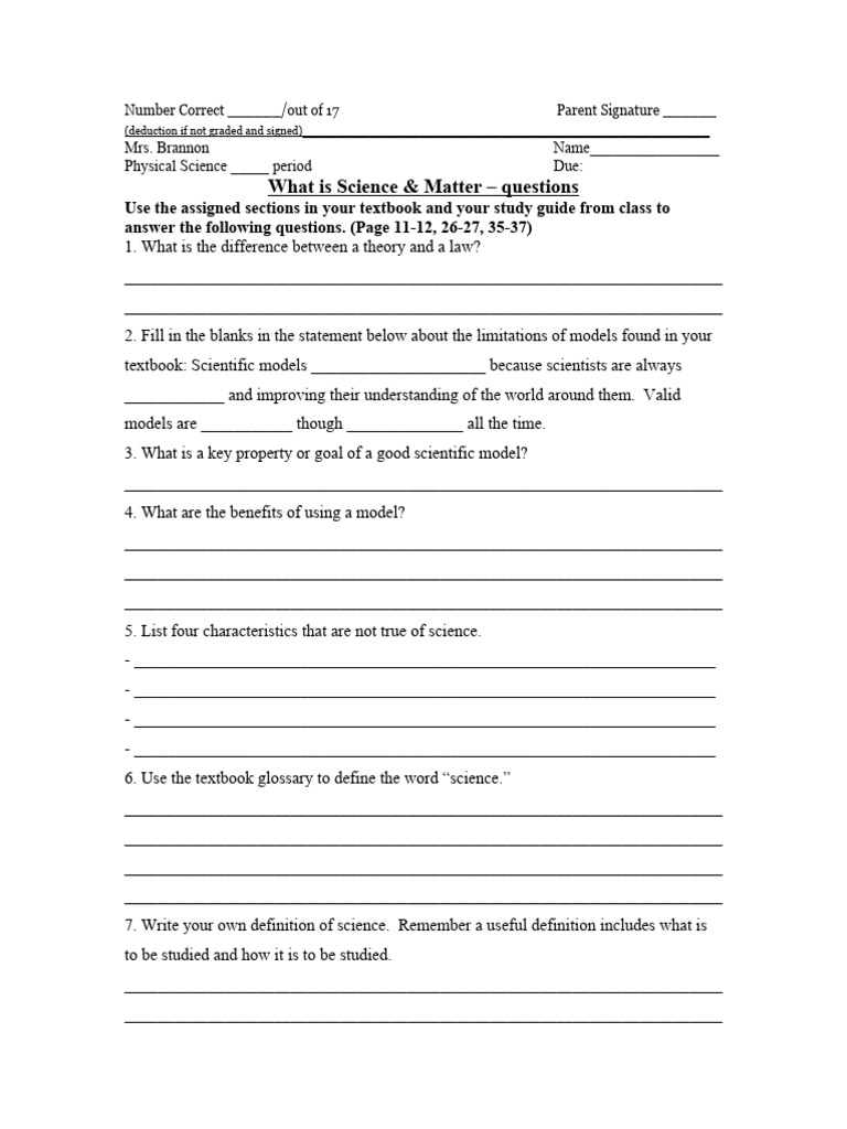 Science & Matter Study Guide Questions | PDF | Matter | Ion