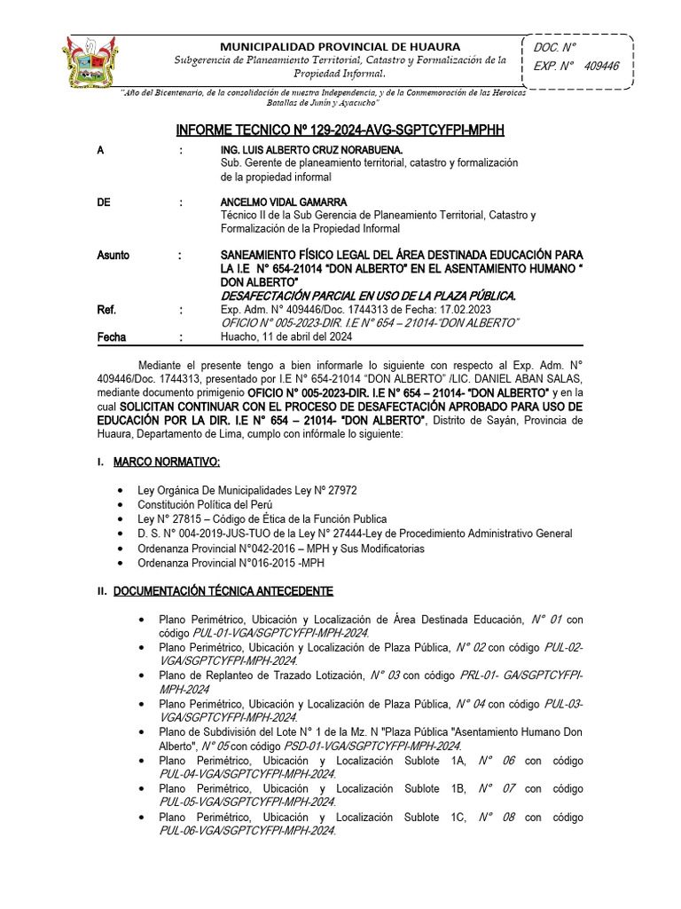 129 409446 Informe Tecnico Colegio De Aa Hh Don Alberto Saneamiento