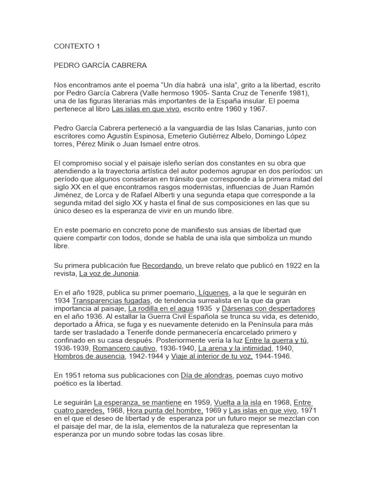 Contexto y Comentario de Pedro García Cabrera | PDF