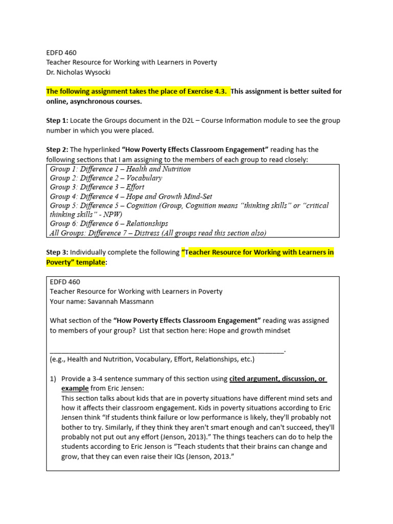 Teacher Resource For Working With Learners in Poverty Template - Edfd ...