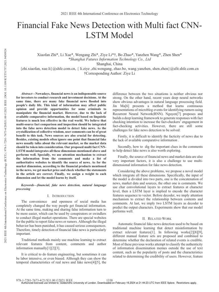 Financial Fake News Detection With Multi Fact CNN-LSTM Model | PDF ...