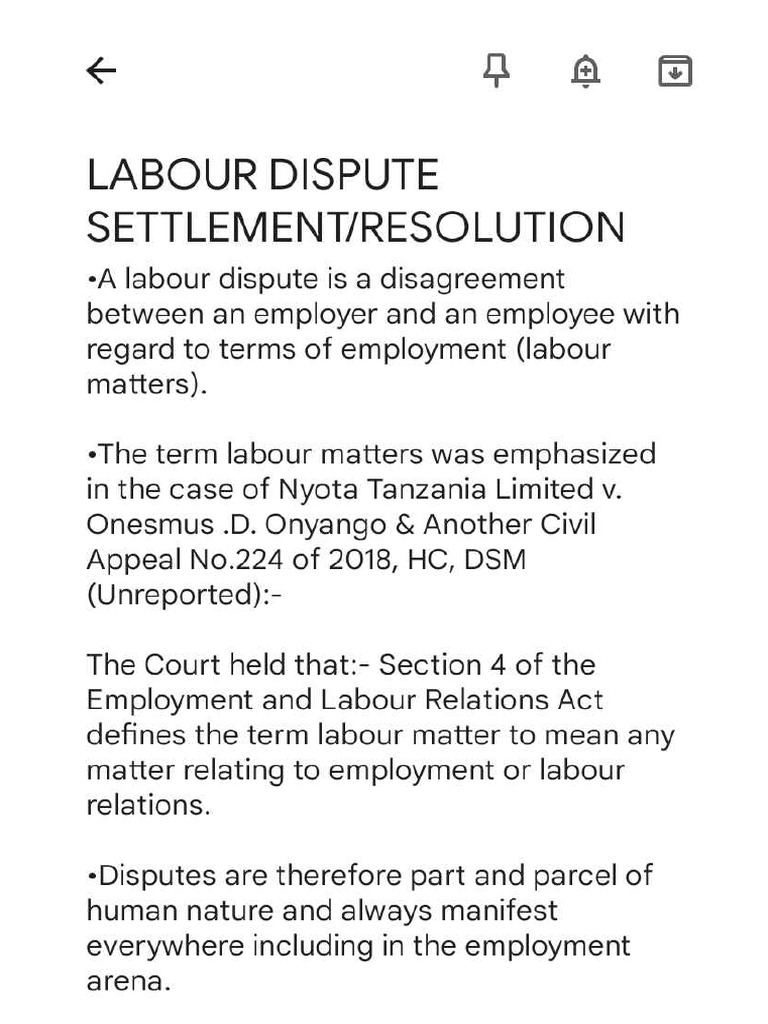 Labour Dispute Settlement in TZ by Minde | PDF