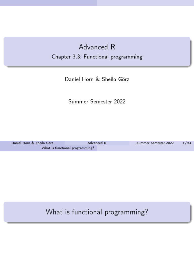 Advanced R: Chapter 3.3: Functional Programming | PDF | Function (Mathematics) | Functional ...