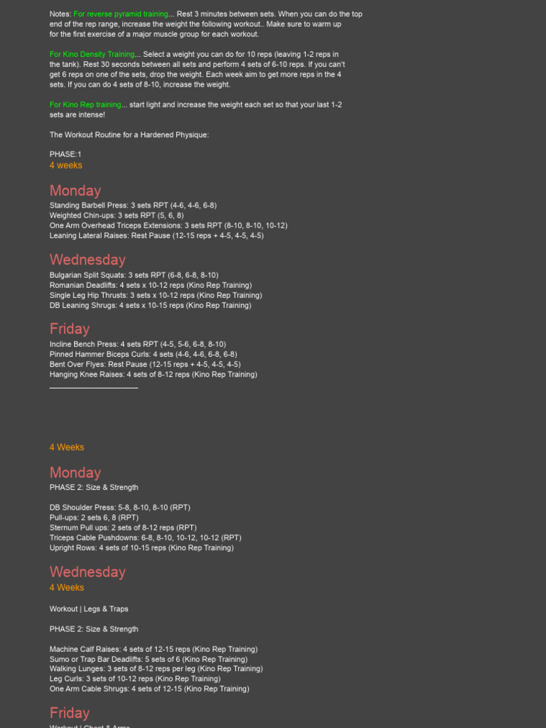 Kinobody Movie Star Workout Guide | PDF | Strength Training ...