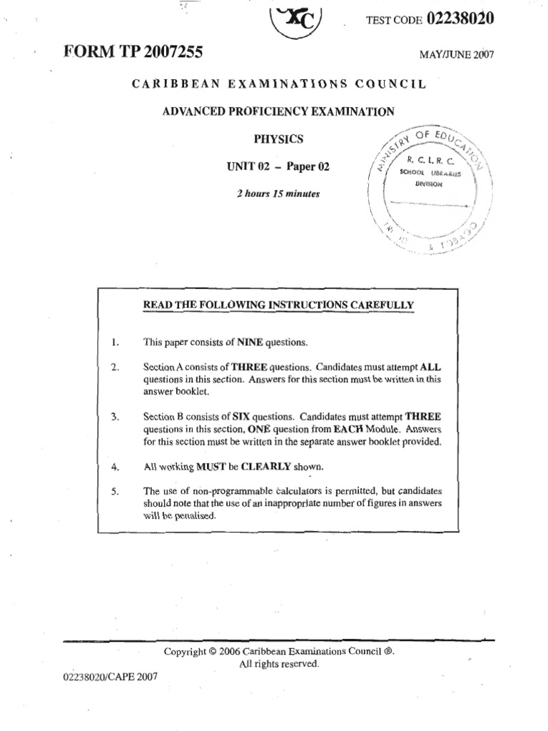 Physics 2007 U2 P2 | PDF