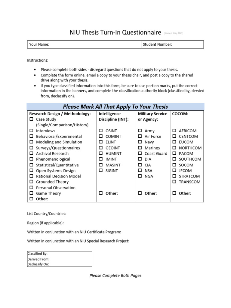 Thesis Database Questionnaire Form | PDF | Military Intelligence | Military